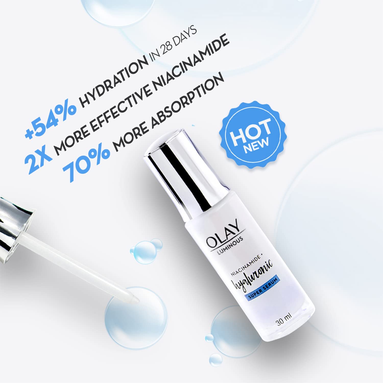 Olay Luminous Niacinamide+ Hyaluronic Super Face Serum, 30ml